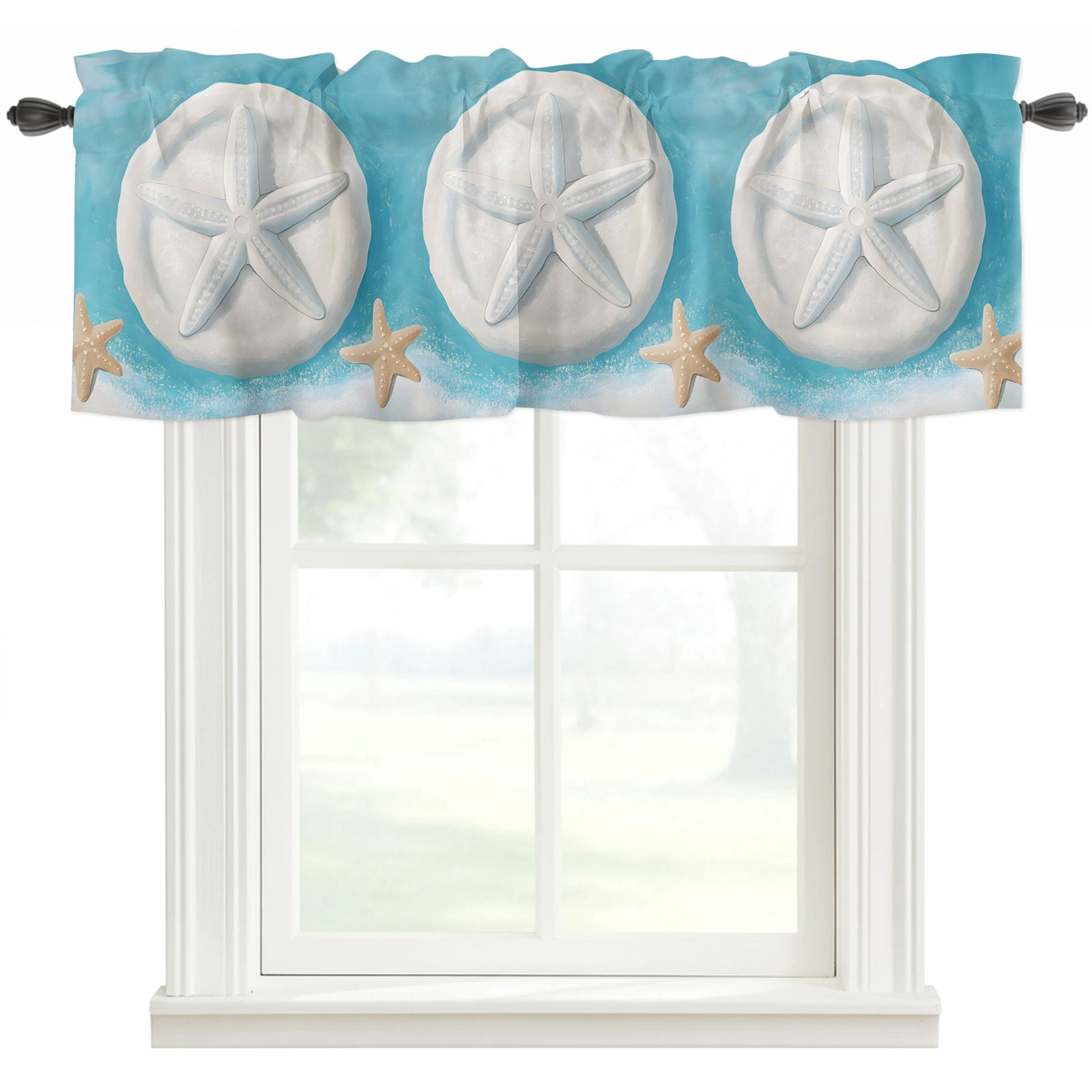 Blue Coastal Valances for Windows Farmhouse Kitchen Curtains Valances ...