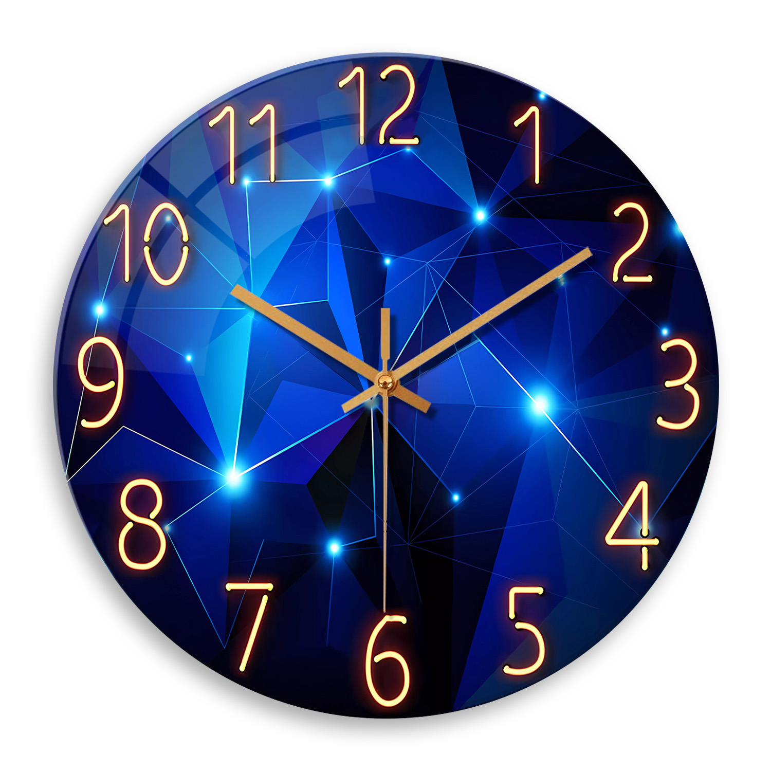 Blue Coastal Wall Clocks Battery Operated 16 Inch Glass Wall Clock ...