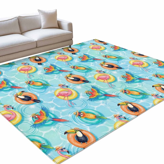 Blue Coastal Washable Rug 6x9 Area Rug for Living Room Bedroom Non Slip ...