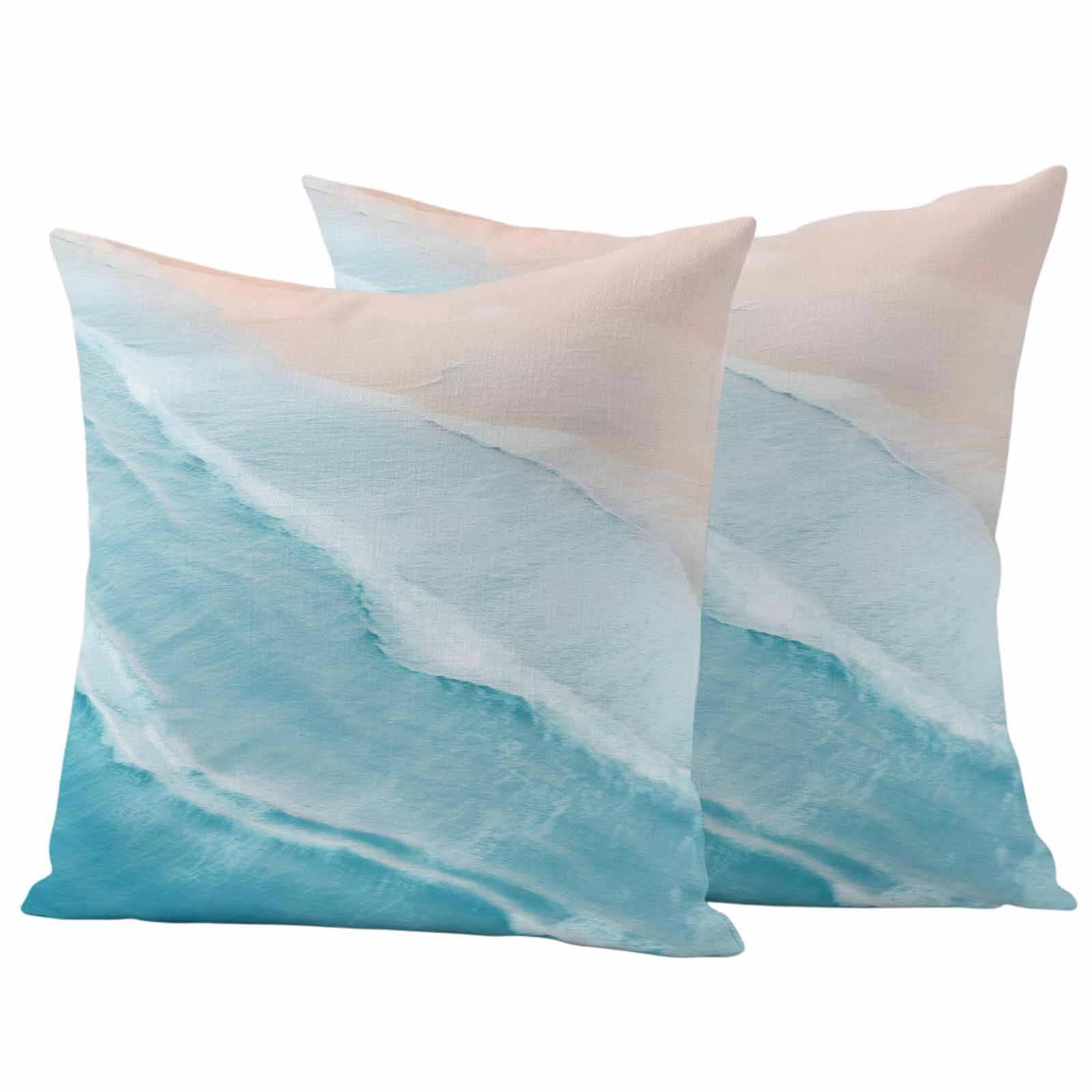 Blue Coastal Wave Outdoor Waterproof Pillow Covers, Summer Modern Ocean ...