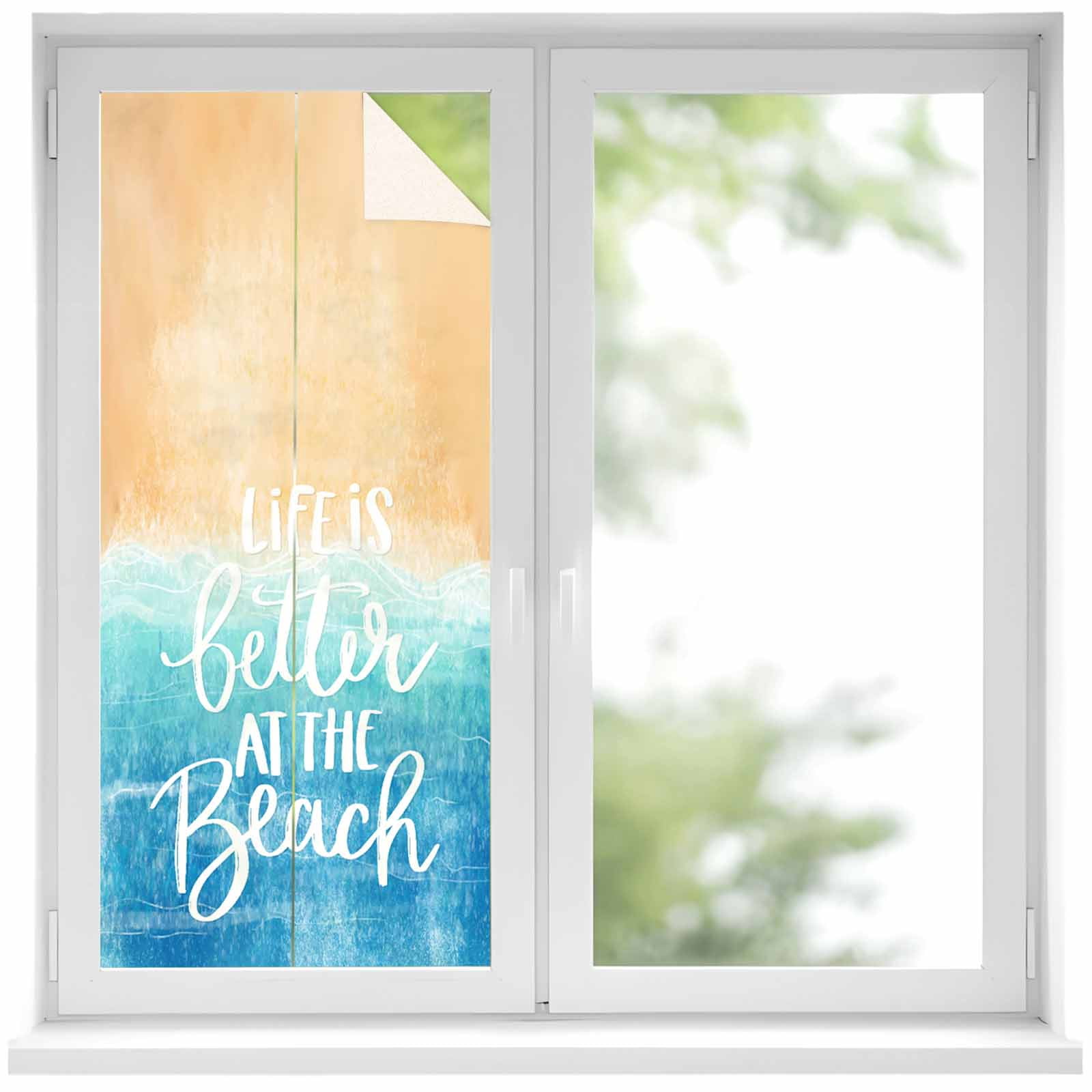 Blue Coastal Window Privacy Film, Life Is Better At The Beach Beach ...