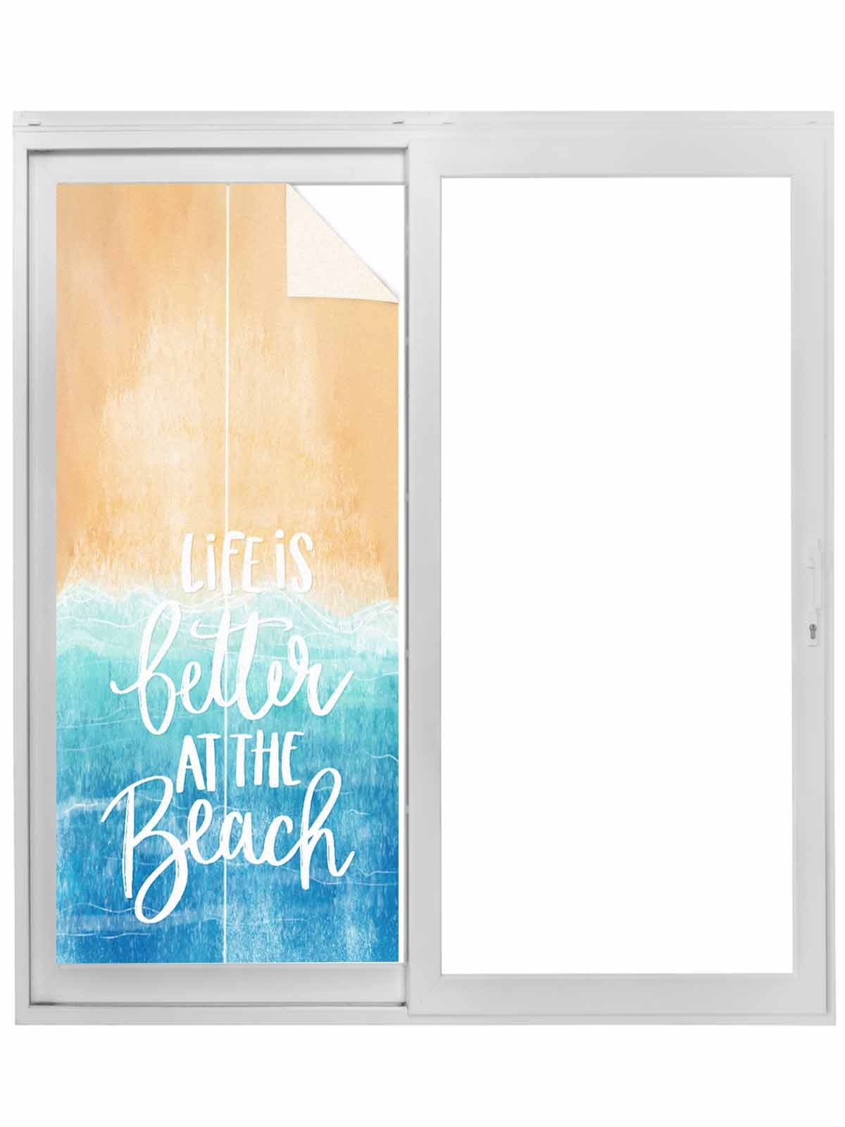 Blue Coastal Window Privacy Film, Life Is Better At The Beach Beach ...