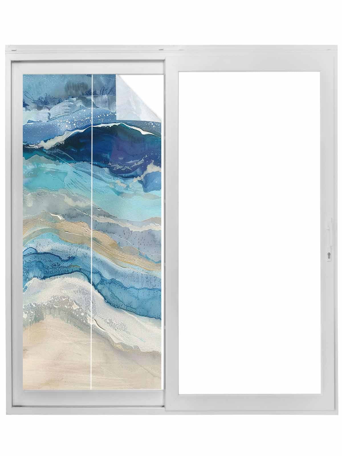 Blue Coastal Window Privacy Film Stained Glass Window Film Decorative ...