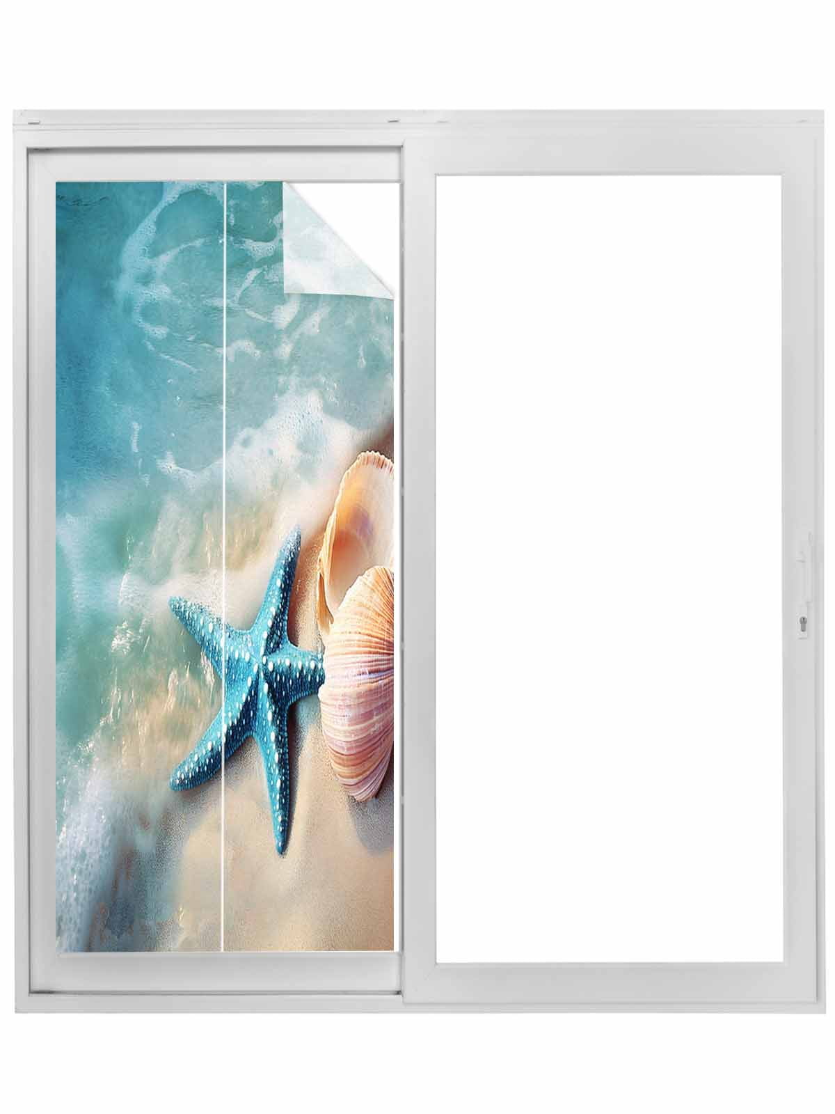 Blue Coastal Window Privacy Film Stained Glass Window Film Decorative ...