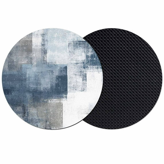 Blue Coasters Set of 2, Retro Oil Painted Modern Abstract Art Absorbent ...