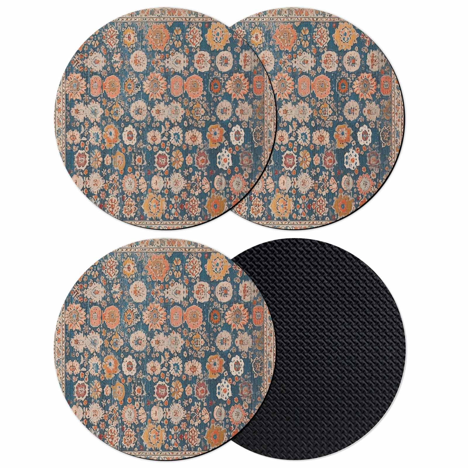 Blue Coasters Set of 4, Soft Absorbent Coasters for Drinks, Ethnic ...