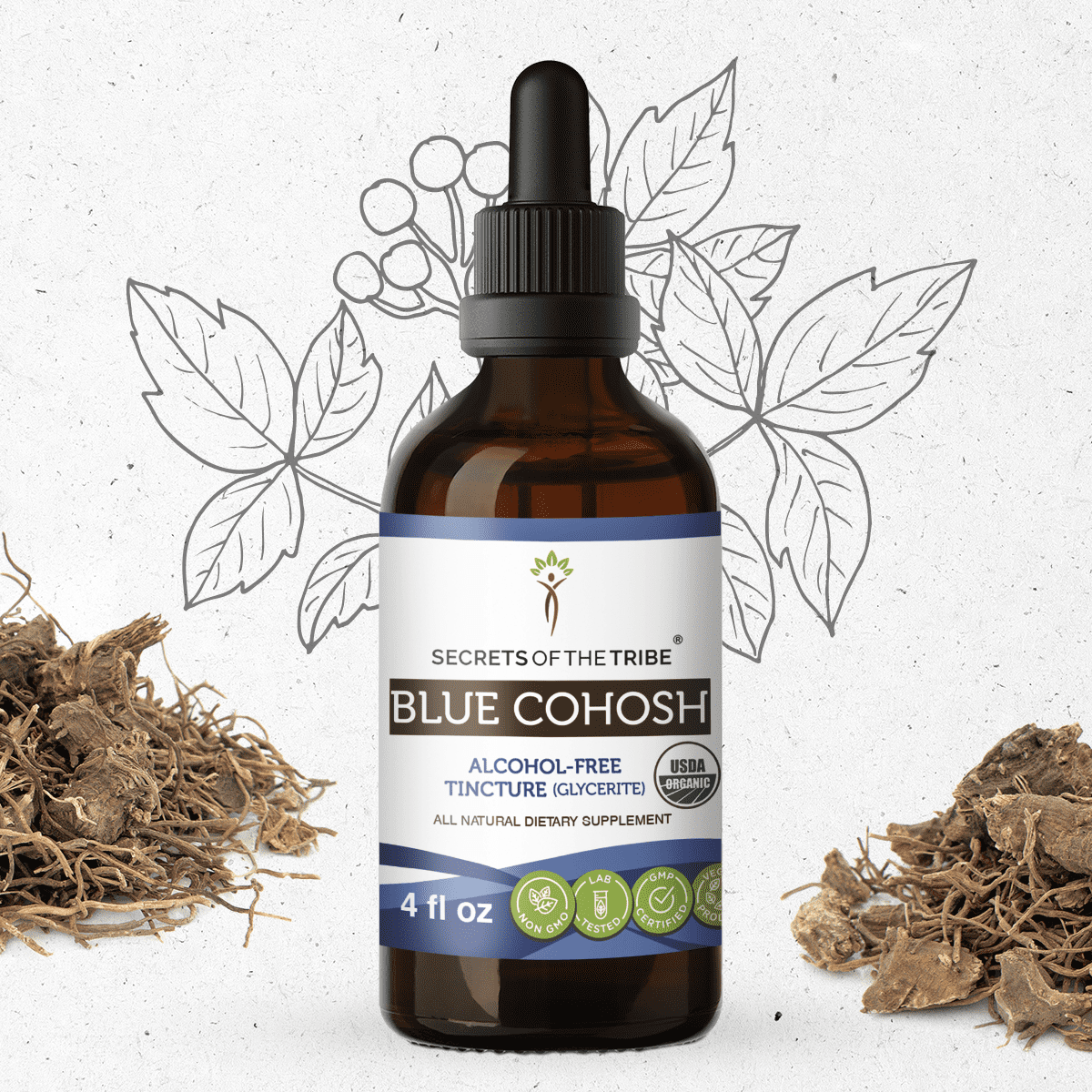 Blue Cohosh Tincture Alcohol-FREE Extract, Responsibly farmed organic ...