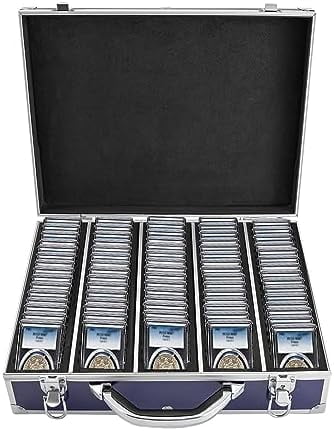 Blue Coin Storage Box, 5 Compartments Coin Slab Case Trading Card Case ...