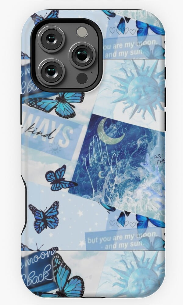Blue Collage Aesthetic Design Phone Case for iPhone 16 15 14 13 12 11 ...