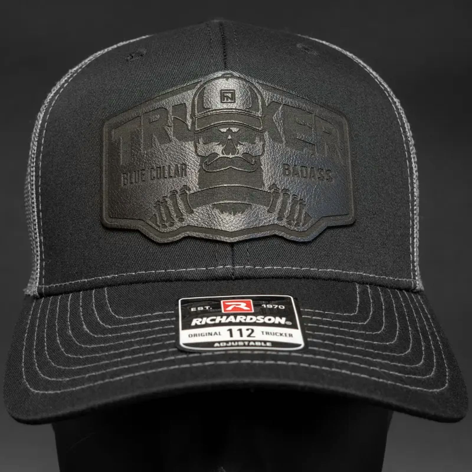 Blue Collar Badass Trucker Hat, Adjustable Snapback Cap Featuring Skull ...