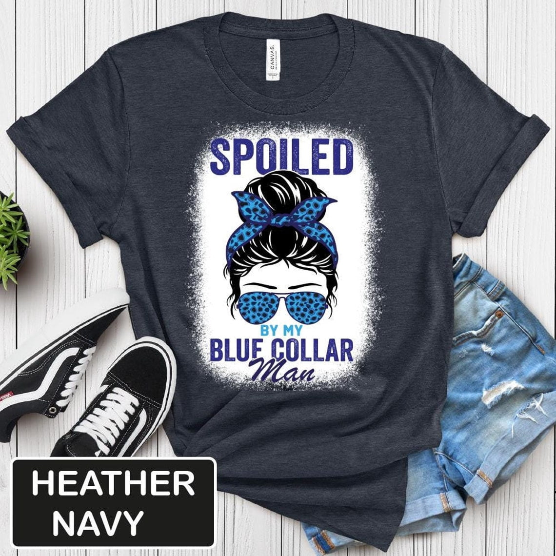 Blue Collar Better Half Shirt, Shirt For Women, Messy Bun Unisex Tee ...