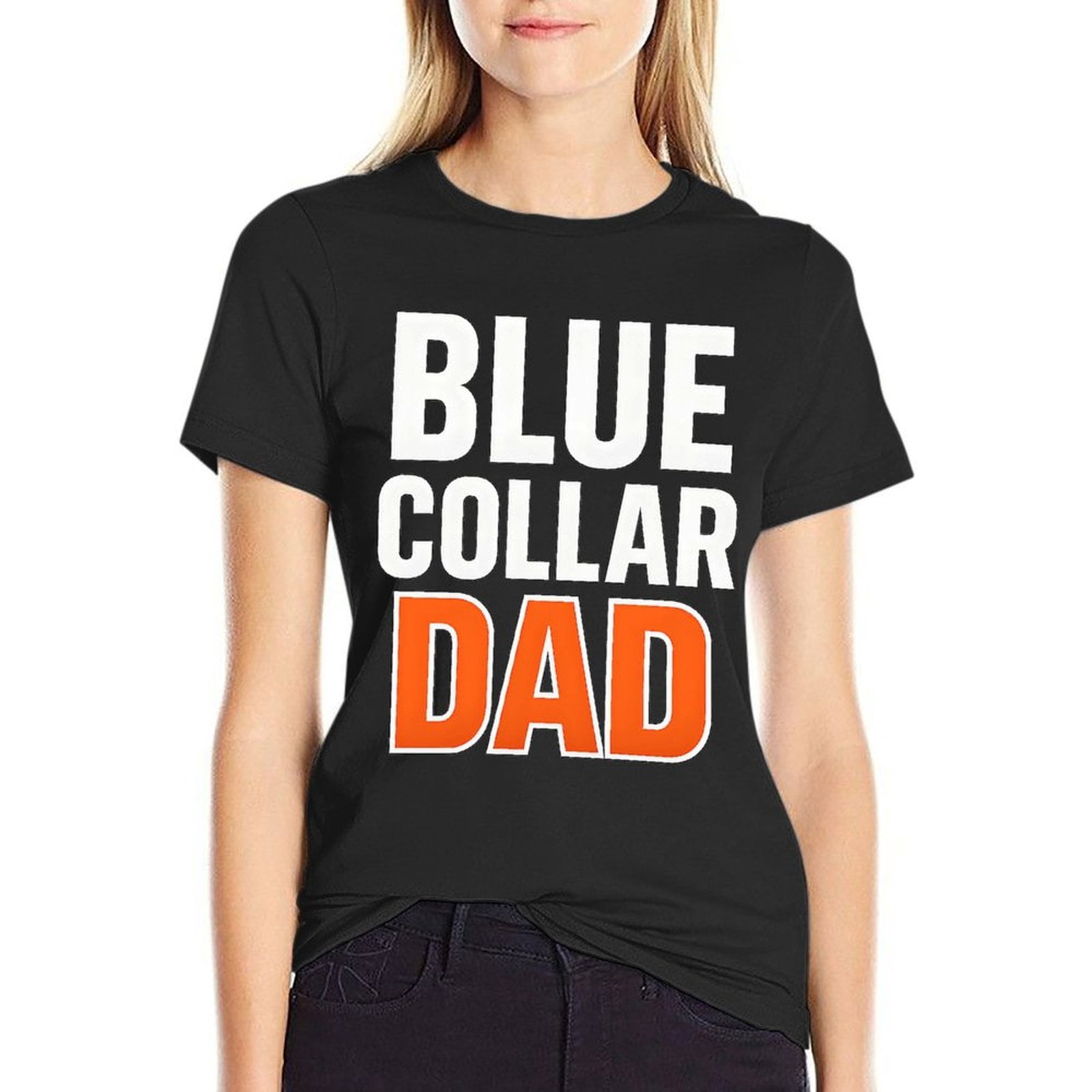 Blue Collar Dad Women’s Cotton Short Sleeve T-Shirt HD Graphic Print ...