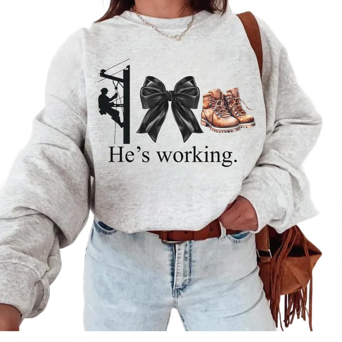 Blue Collar Lineman Sweatshirt – Cute Bow Graphic Sweater for ...