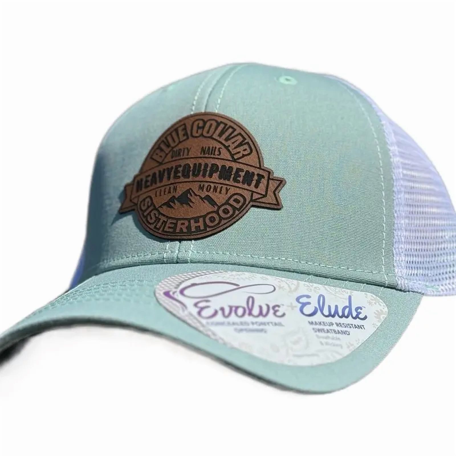Blue Collar Trucker Hat, Leather Patch Cap Representing Women, Everyday ...