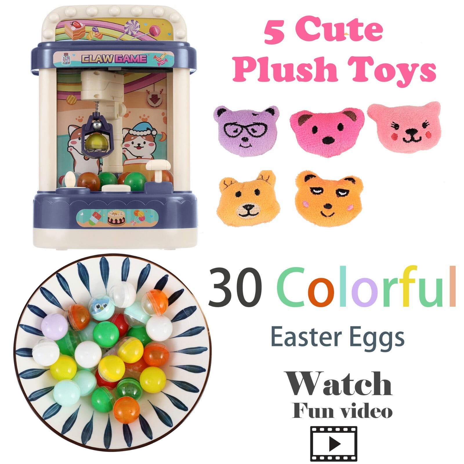 Blue Color Arcade Claw Machine Candy Crane Game Toy for Kids with 50 ...