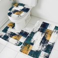 Blue Color Block Bathroom Rugs Set Abstract Art Vintage Gradient Navy ...