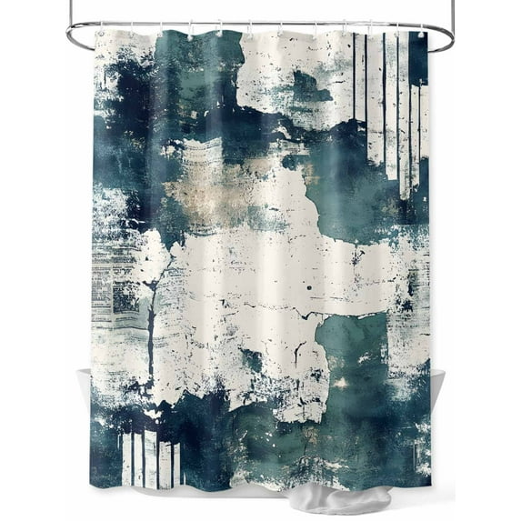 Blue Color Block Shower Curtain Set ，Waterproof Fabric Shower Curtains ...