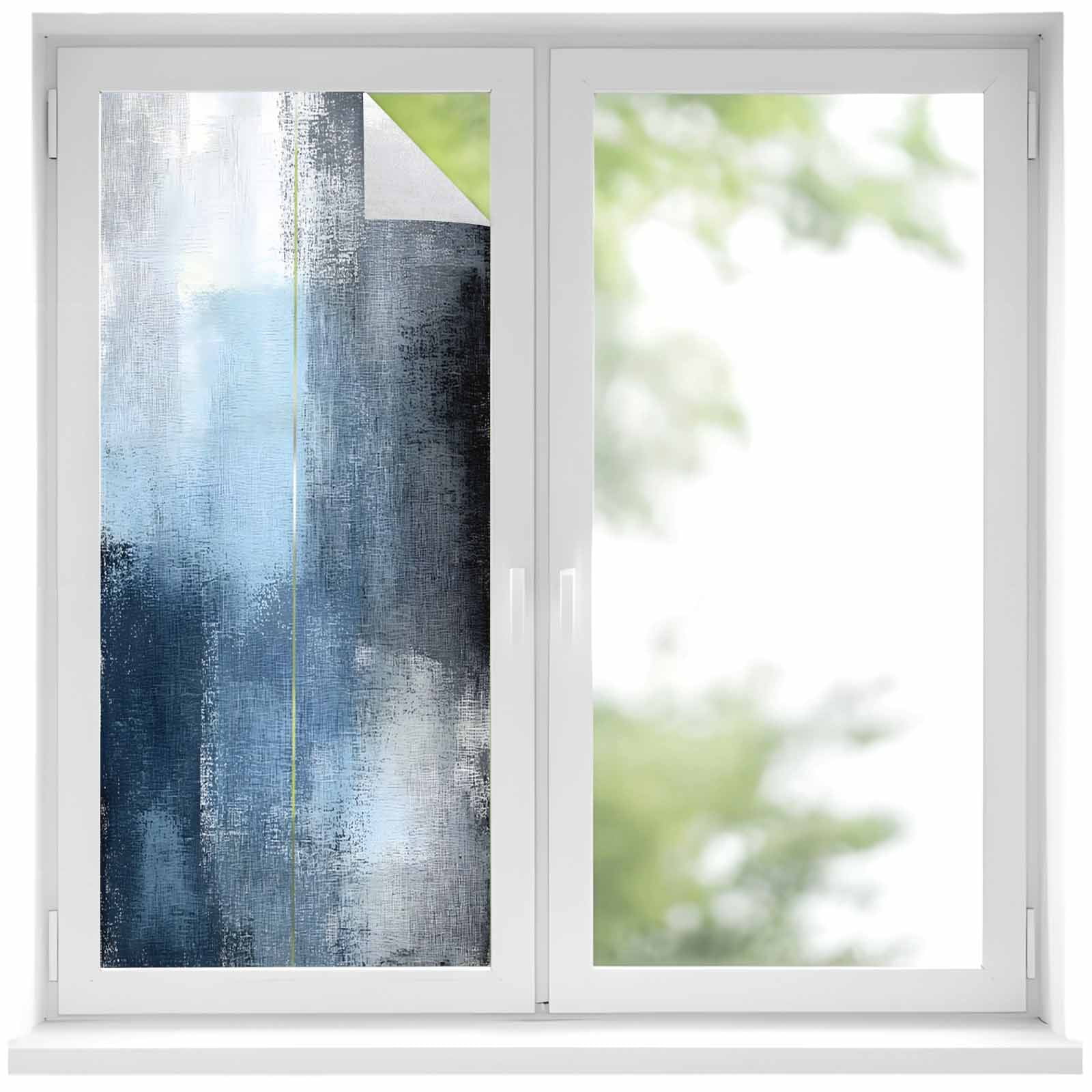 Blue Color Block Window Privacy Film Abstract Shabby Modern Art ...