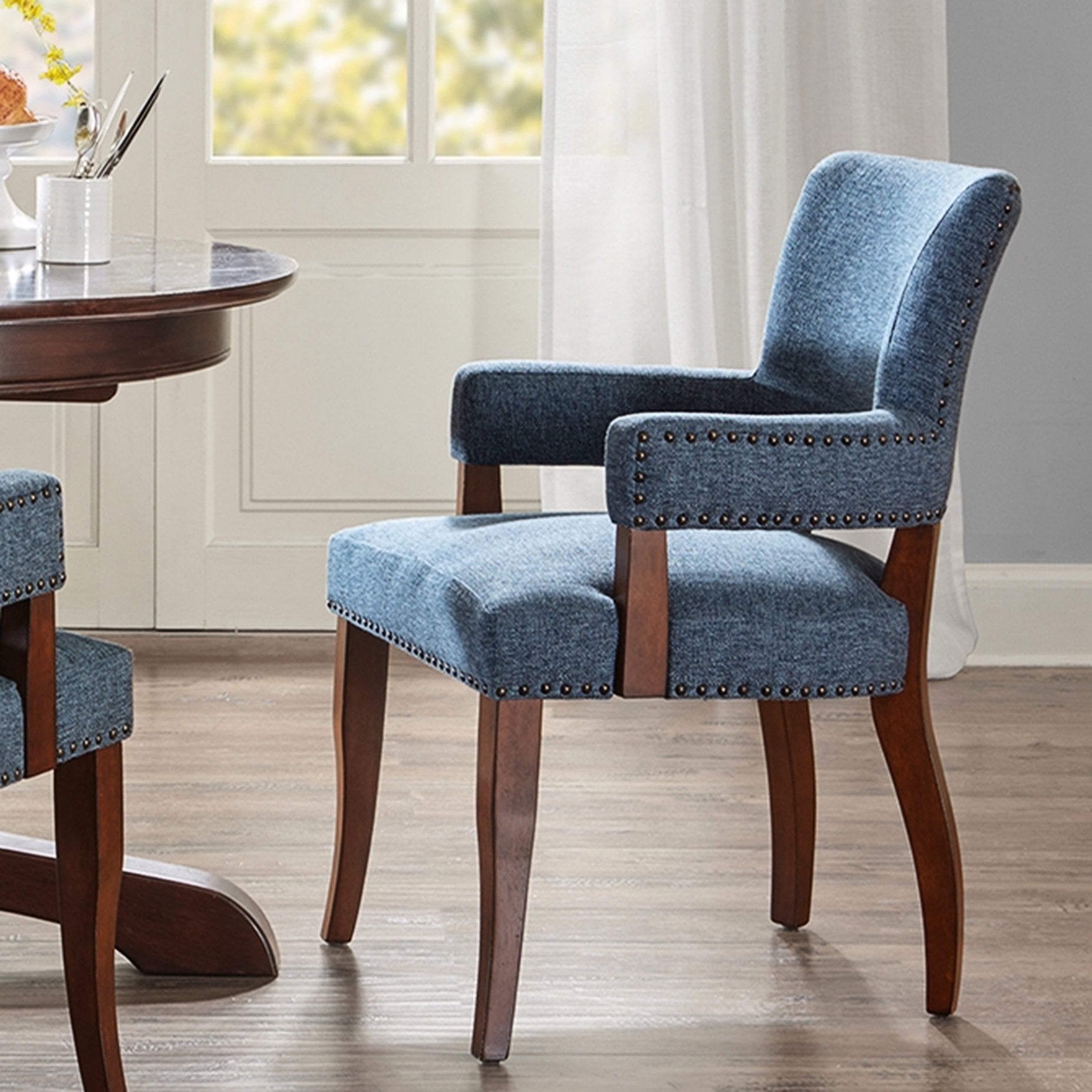 Blue Color Dining Chair+Espresso Wood Base"-"Modern Home Dining ...