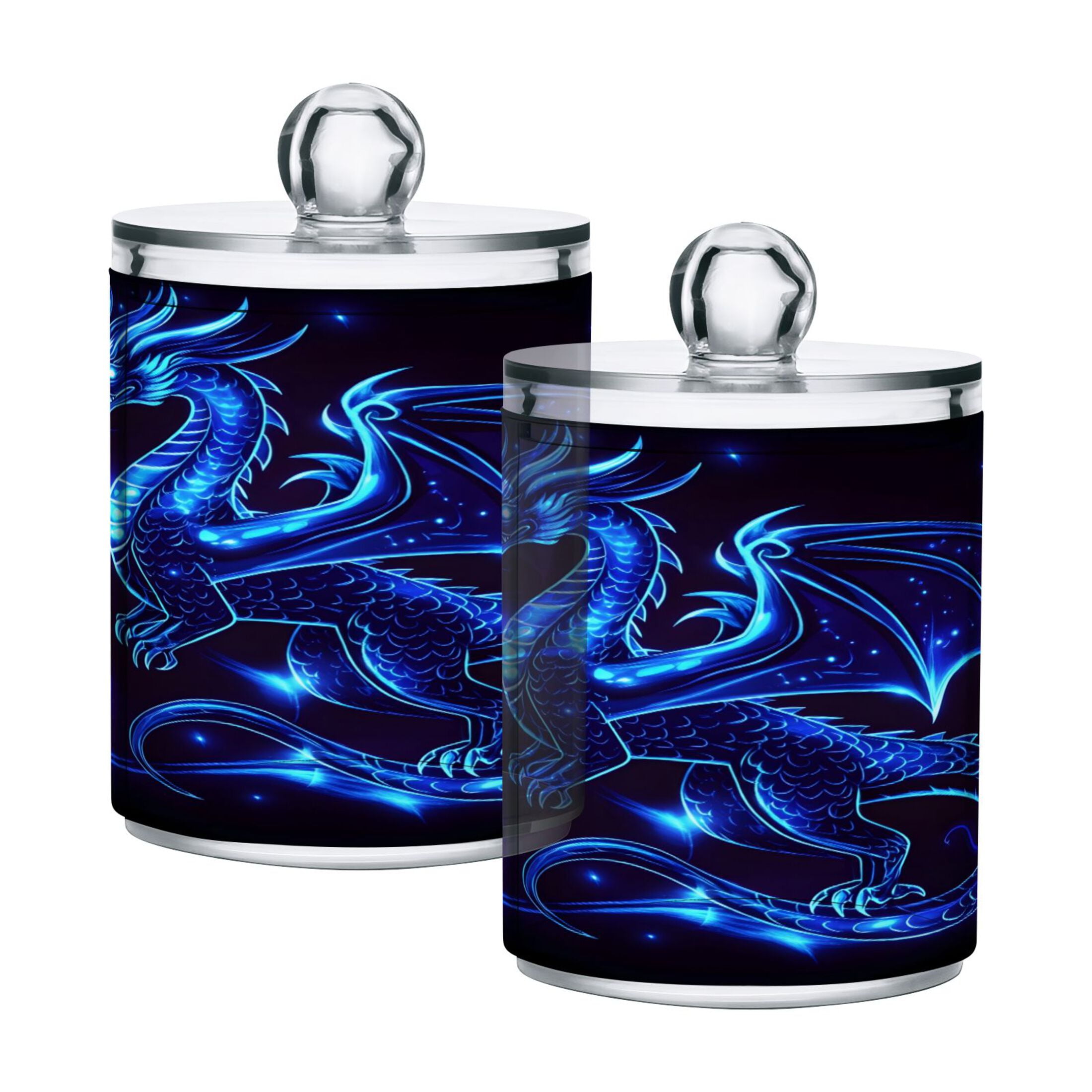 Blue Color Dragon with Wings Translucent Plastic Cans Storage Canisters ...