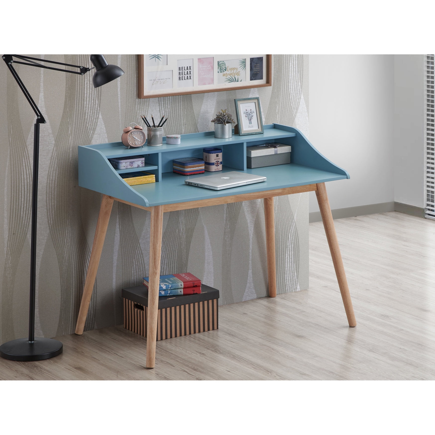 Blue Color, Modern Design - Four Shelves for Organization - Office ...