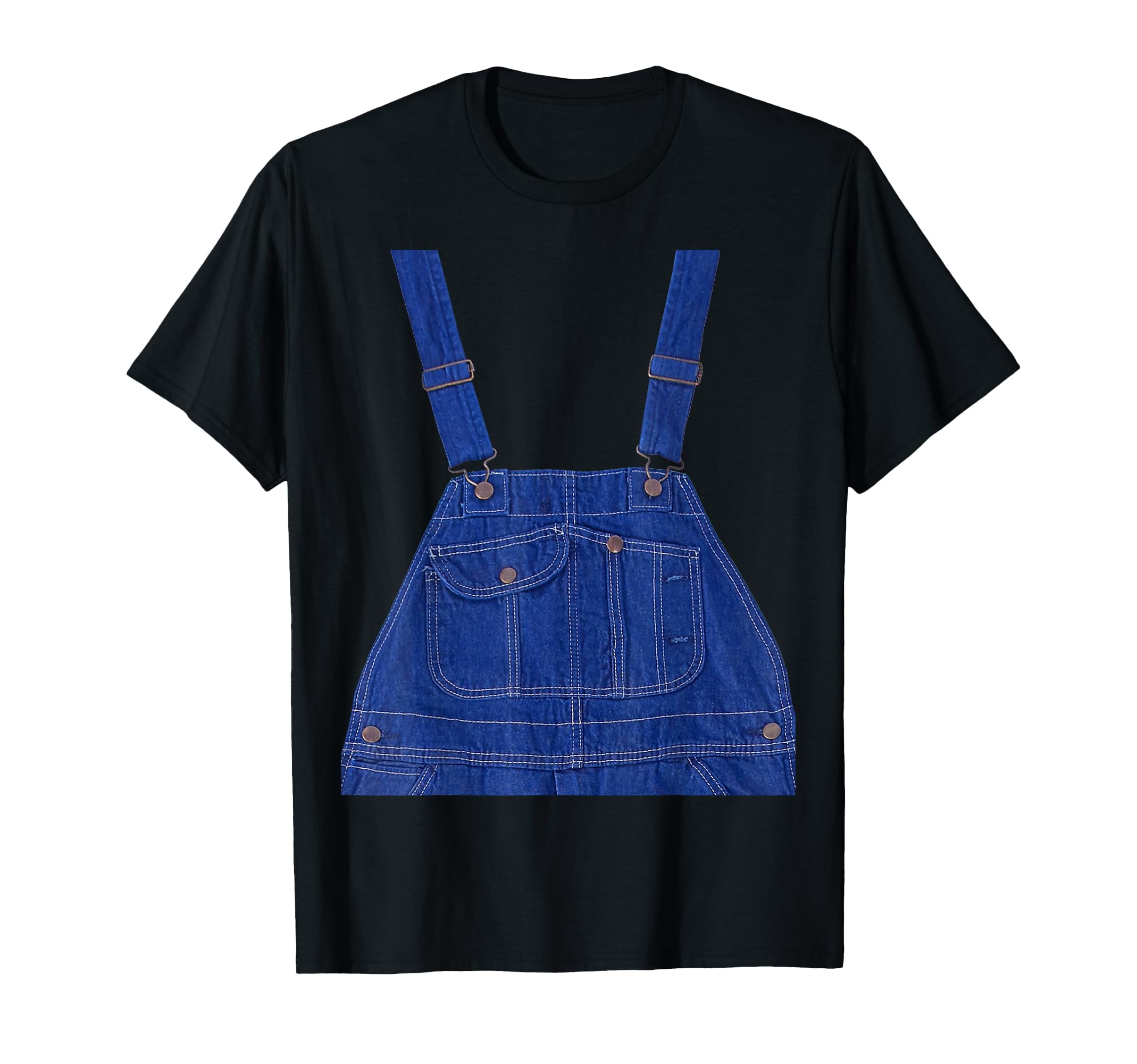 Blue Color Overall Printed On T-Shirt - Walmart.com
