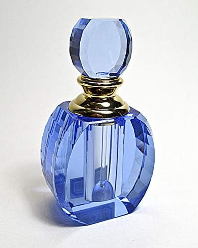 Blue Colored Genuine Lead Crystal Perfume Bottle With Crystal Stopper ...