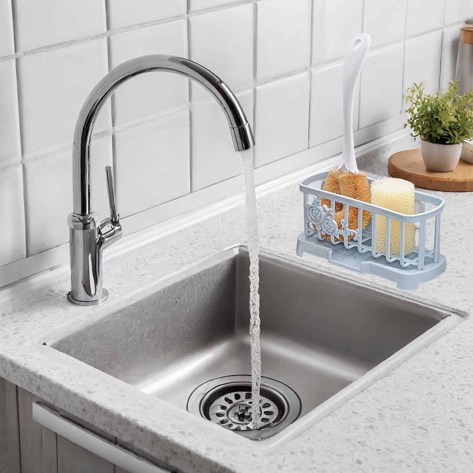 Blue Colorful Sponge Storage Stand Sink Organizer Compact Kitchen Tool ...