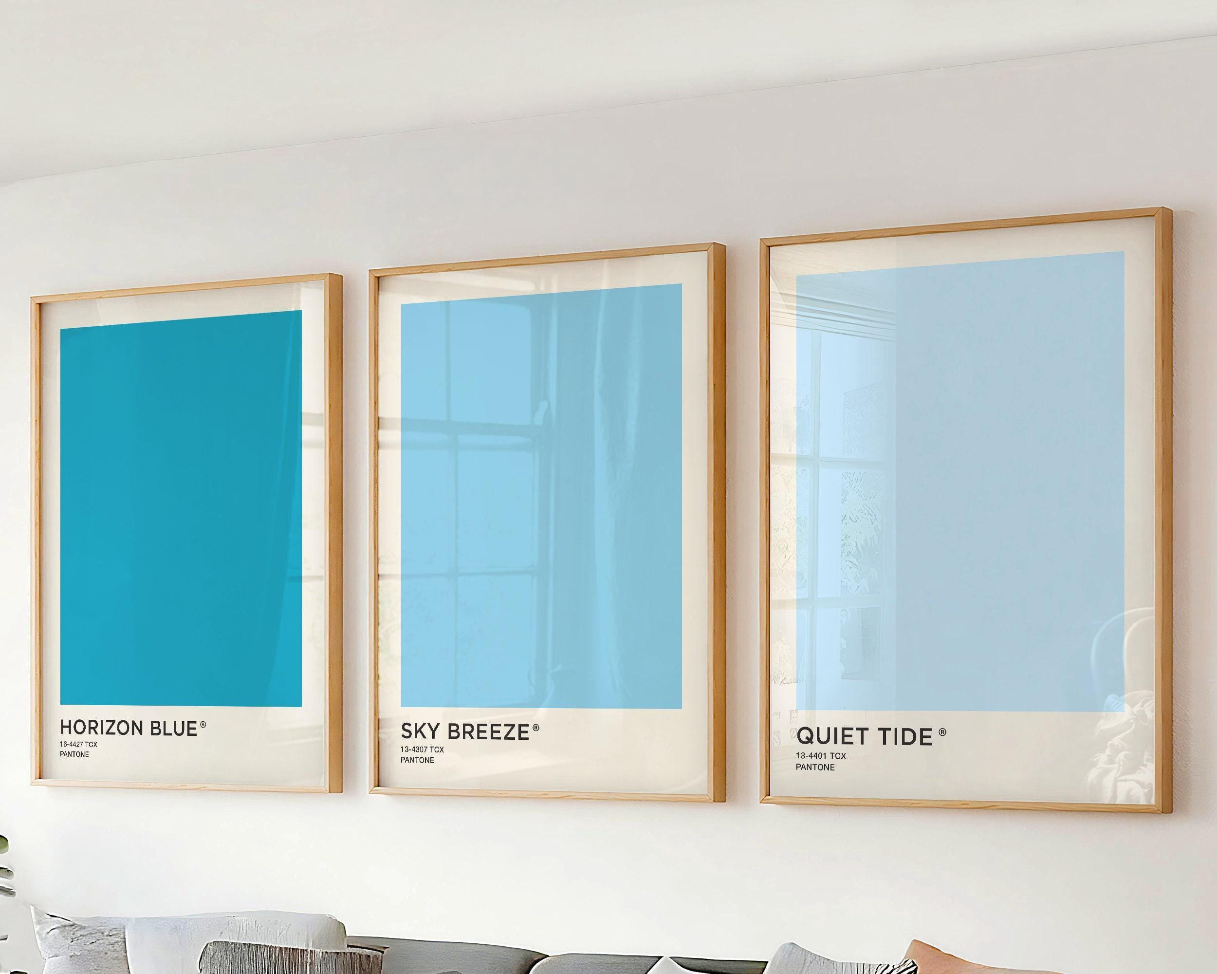 Blue Colors Minimalist Wall Art Set Abstract Posters for Living Room ...