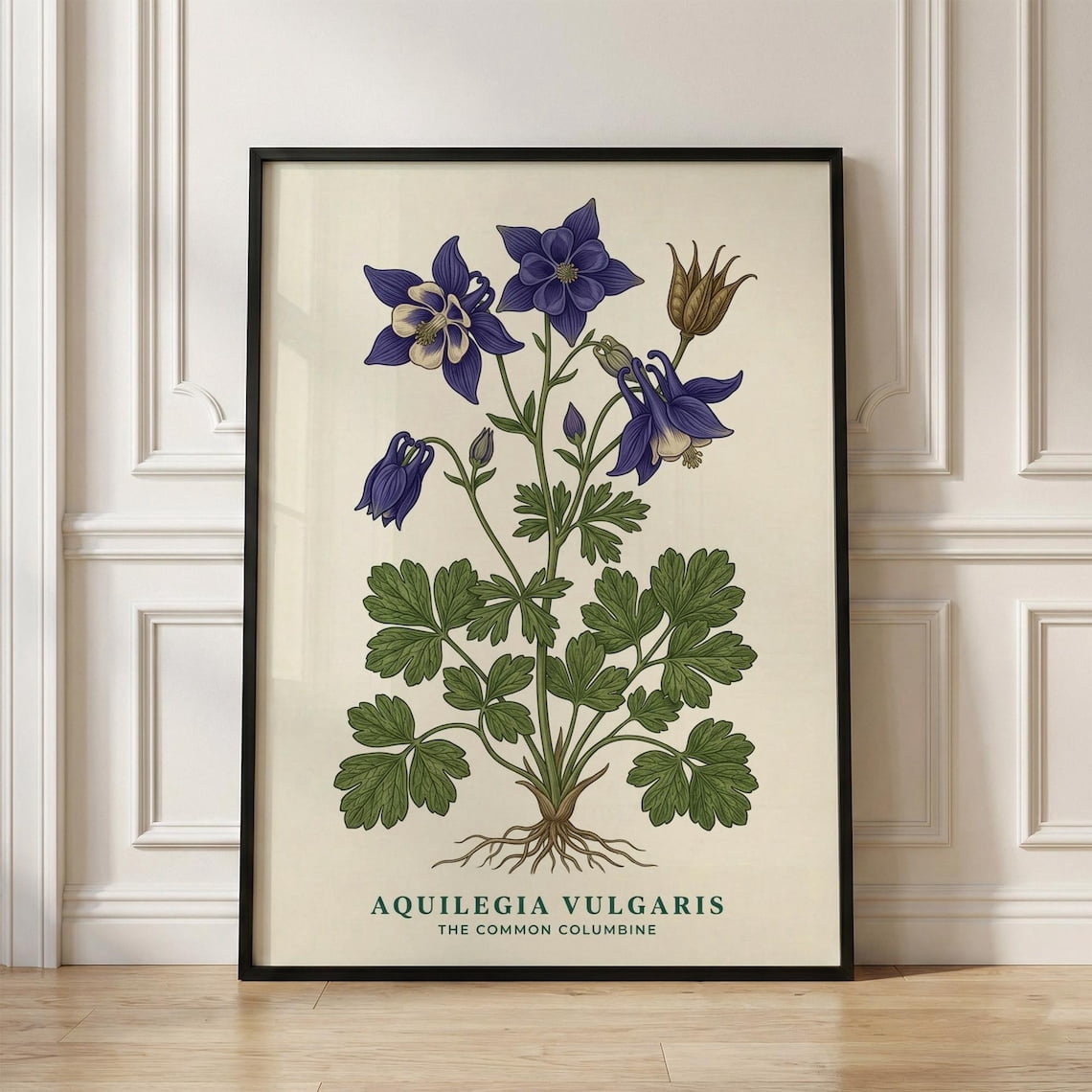 Blue Columbine Botanical Vintage Floral Aquilegia Cottagecore Garden ...