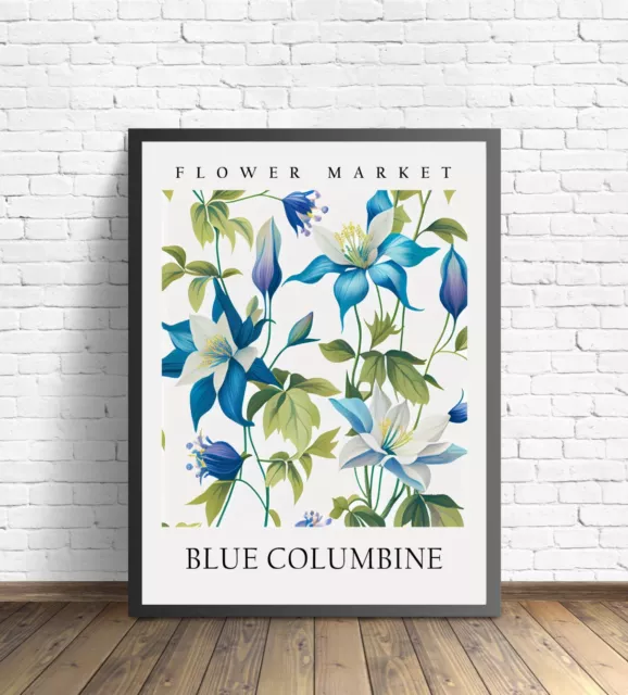 Blue Columbine Flower Photo Art Print Poster Wall Art Painting NO ...