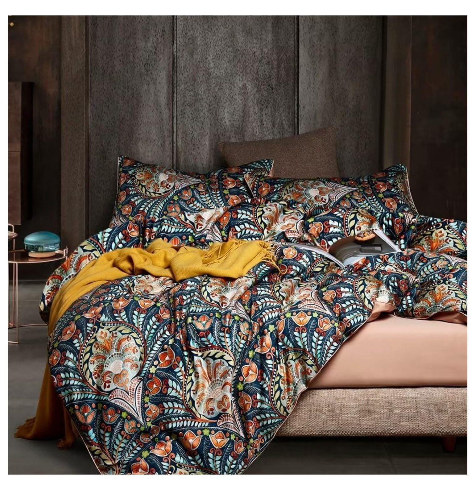 Blue Comforter Set Full Pink Paisley Patterned Floral Bedding Comforter ...