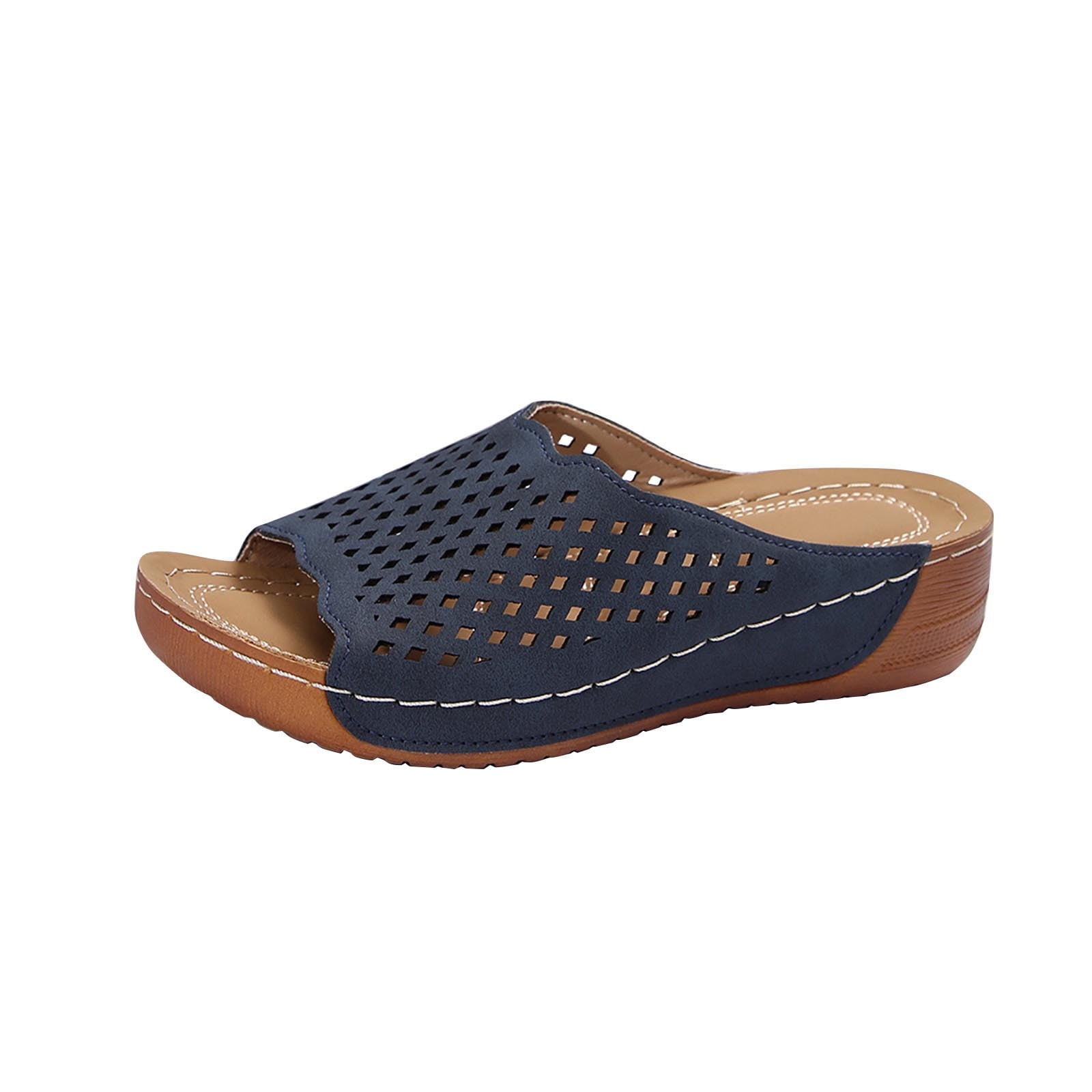 Blue Comfy Women S Round Head Slippers Designed For Beach Casual And ...