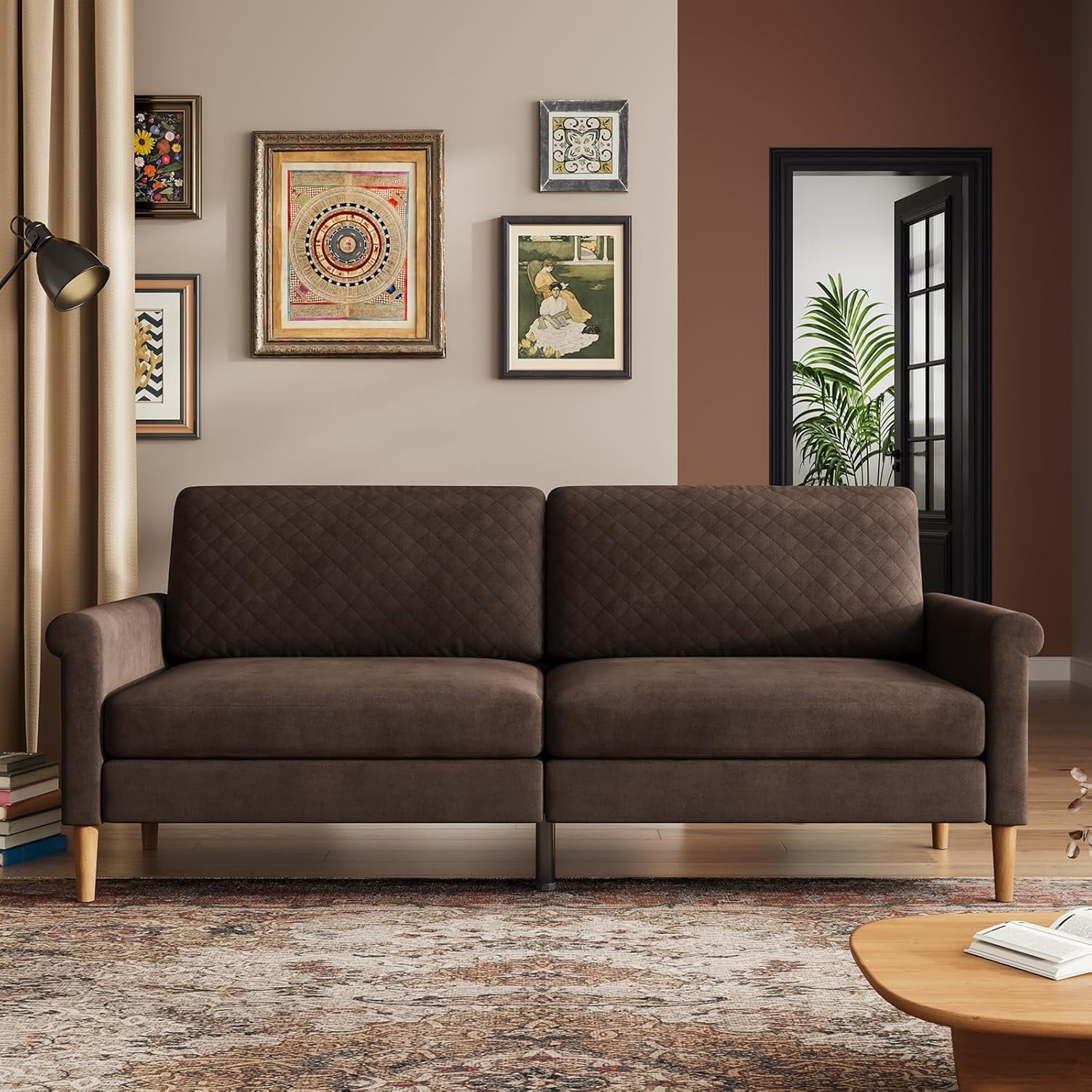 Blue Compact Single Sofa - Foam Pocket Spring Hybrid Upholstered Couch ...