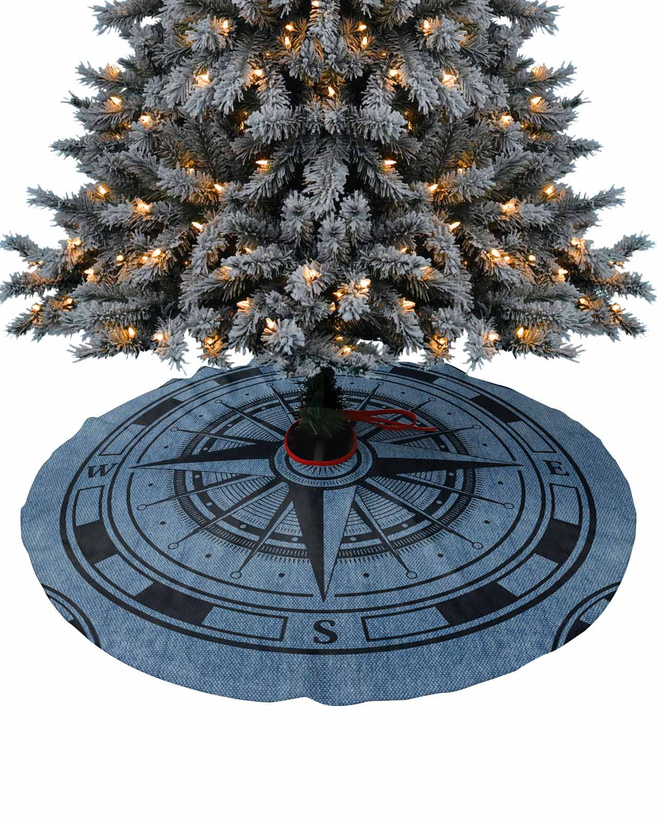 Blue Compass Nautical Christmas Tree Skirt 36 Inches Large Christmas ...