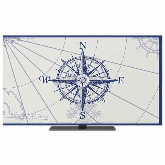 Blue Compass Nautical TV Dust Cover,Stretchable TV Screen Desktop ...