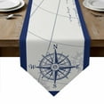 Blue Compass Nautical Table Runner Linen Burlap Table Runner 48 Inches ...