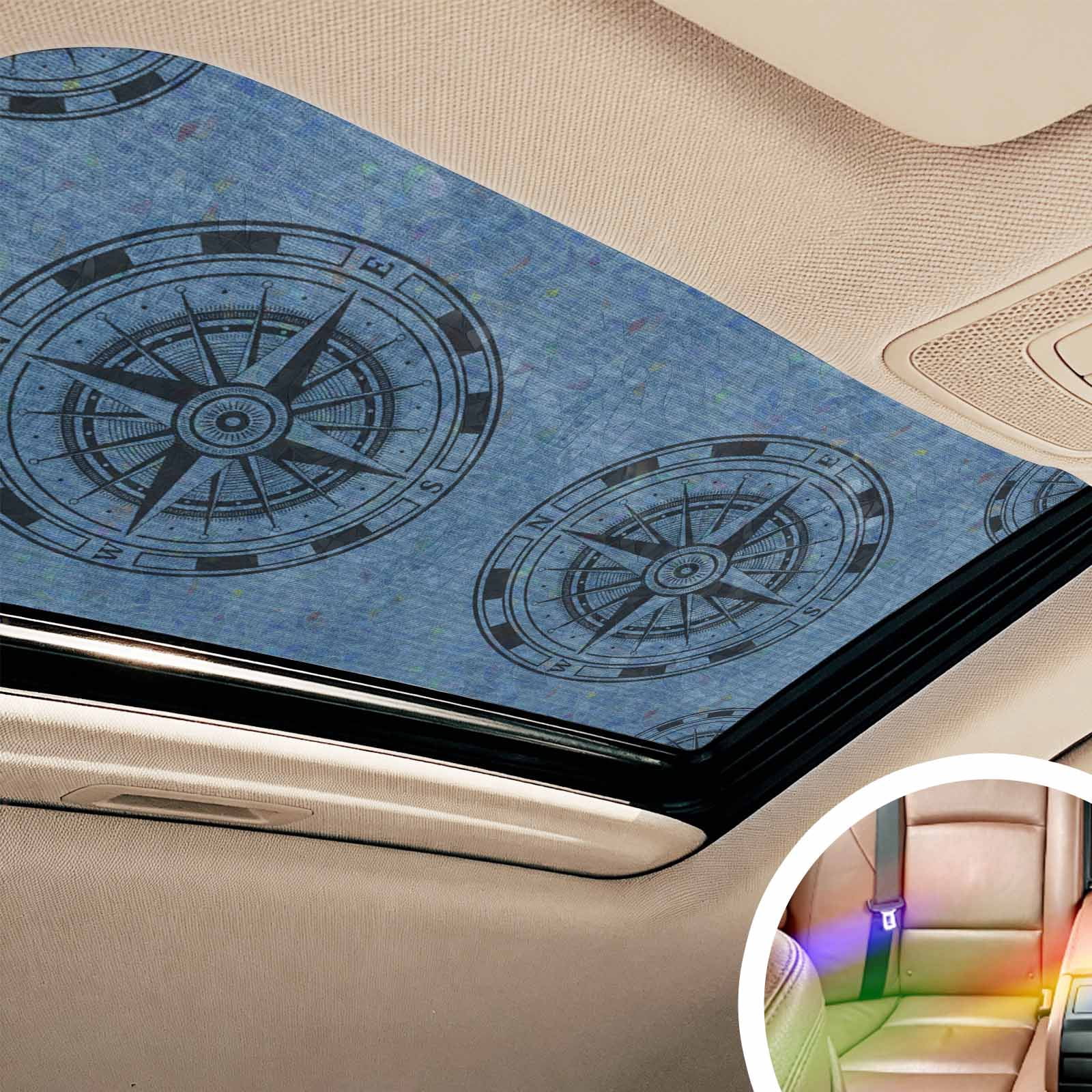 Blue Compass Nautical Window Privacy Film Rainbow Static Cling Stain ...