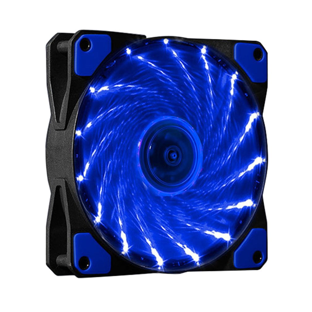 Blue-Computer Case Cooling Fan, 15 Lights, Streamer 12025, Chassis ...