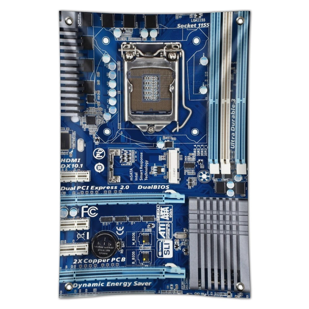 Blue Computer Motherboard Processor CPU Home Business Office Sign ...