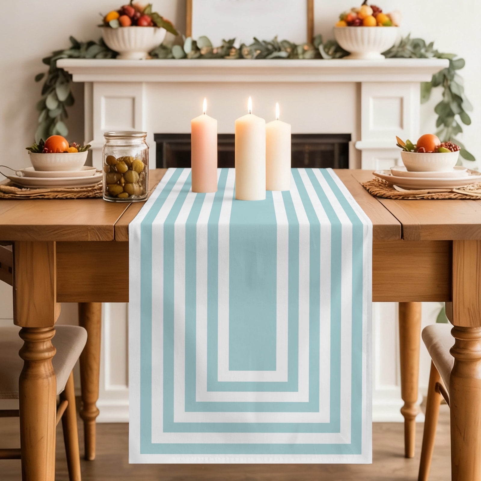 Blue Concentric Squares Table Runner, Modern Abstract Minimalist ...