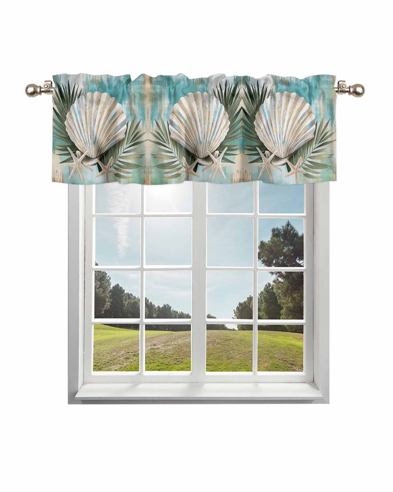Blue Conch Coastal Curtain Valance for Windows/Living Room/Kitchen ...