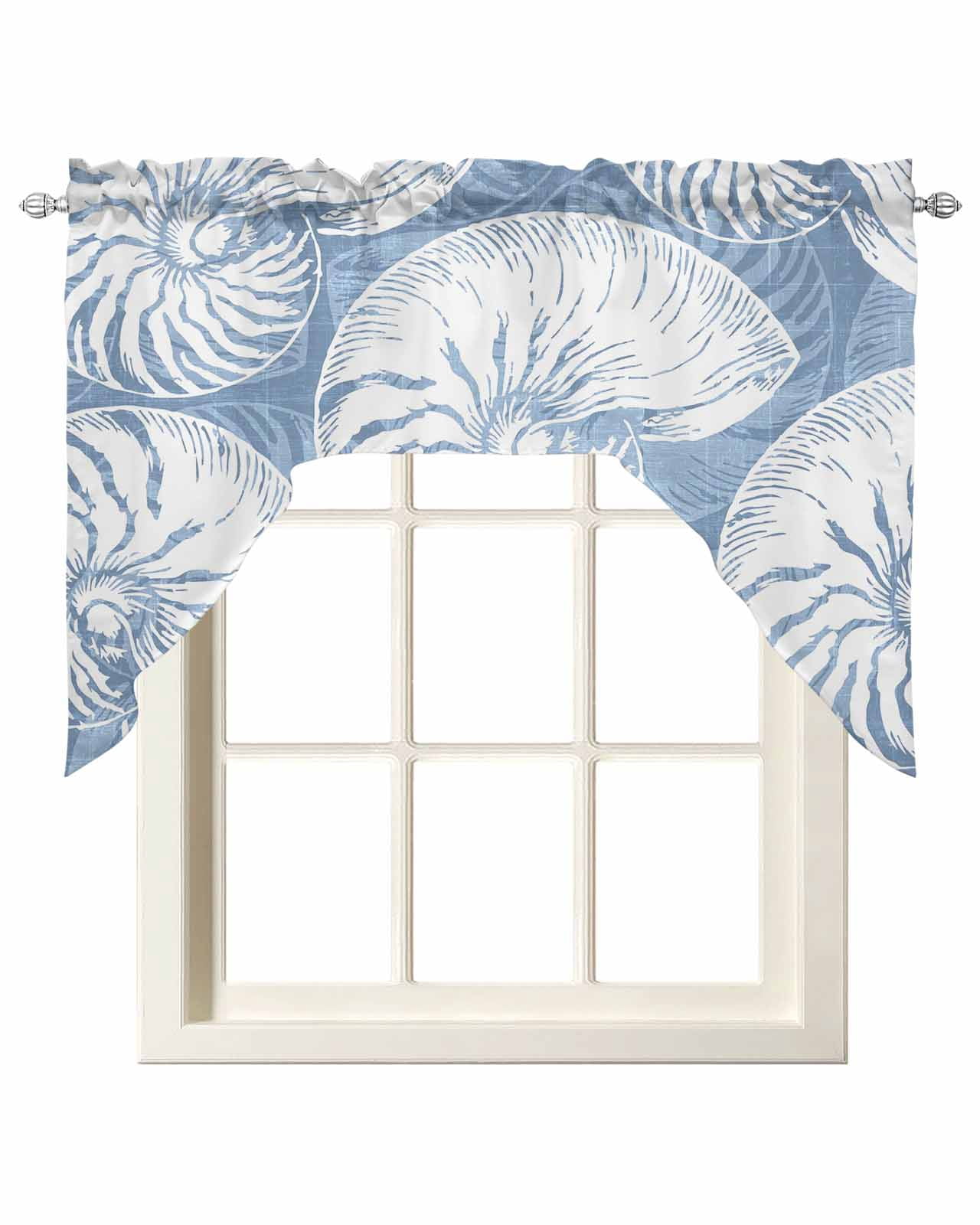 Blue Conch Coastal Kitchen Swag Valances for Windows, Nautical Summer ...