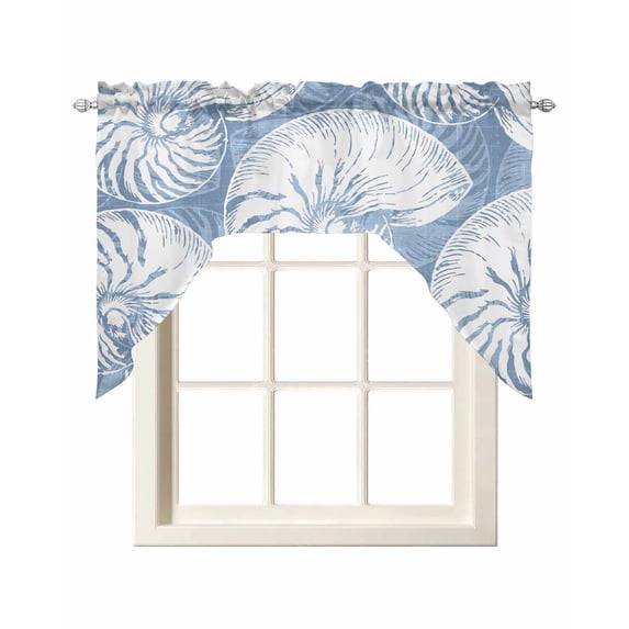 Blue Conch Coastal Kitchen Swag Valances for Windows, Nautical Summer ...