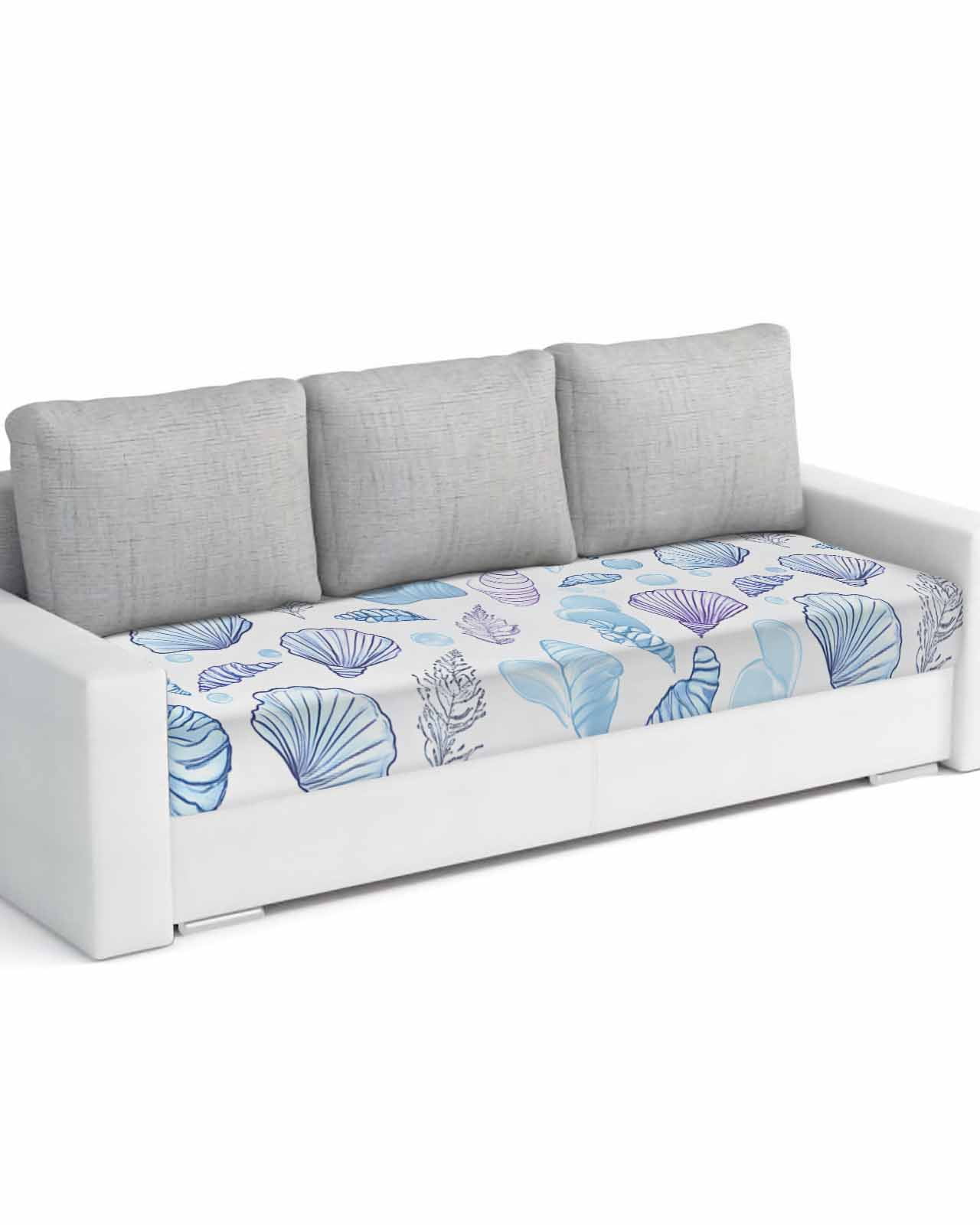 Blue Conch Coastal Sofa Couch Cushion Covers Washable, Removable ...