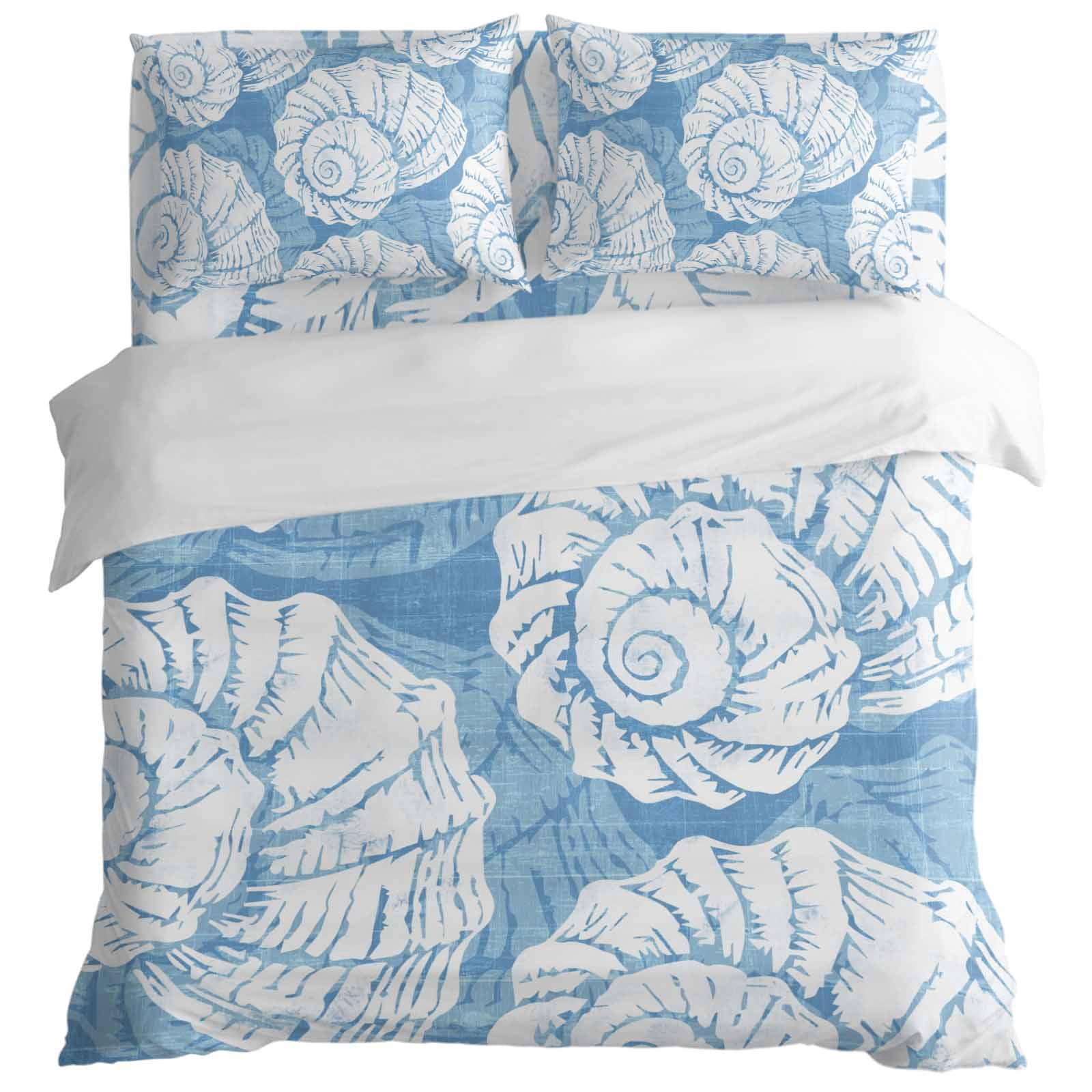 Blue Conch Duvet Cover Set Twin Size, Coastal Summer Ocean Beach ...
