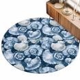 Blue Conch Floral Area Rugs 3.3' (Round) Abstract Nautilus Floor Rug ...