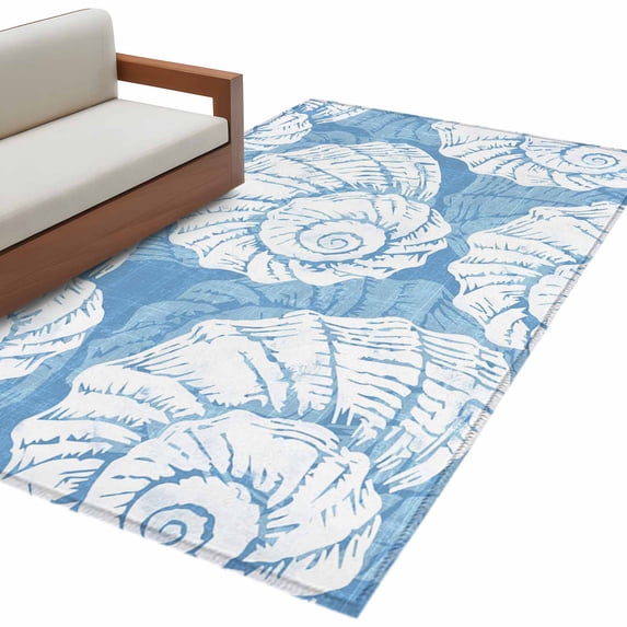 Blue Conch Washable Area Rugs 2.7'x5', Coastal Summer Ocean Beach ...