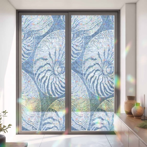 Blue Conch Window Privacy Film Coastal Ocean Beach Summer Nautical ...