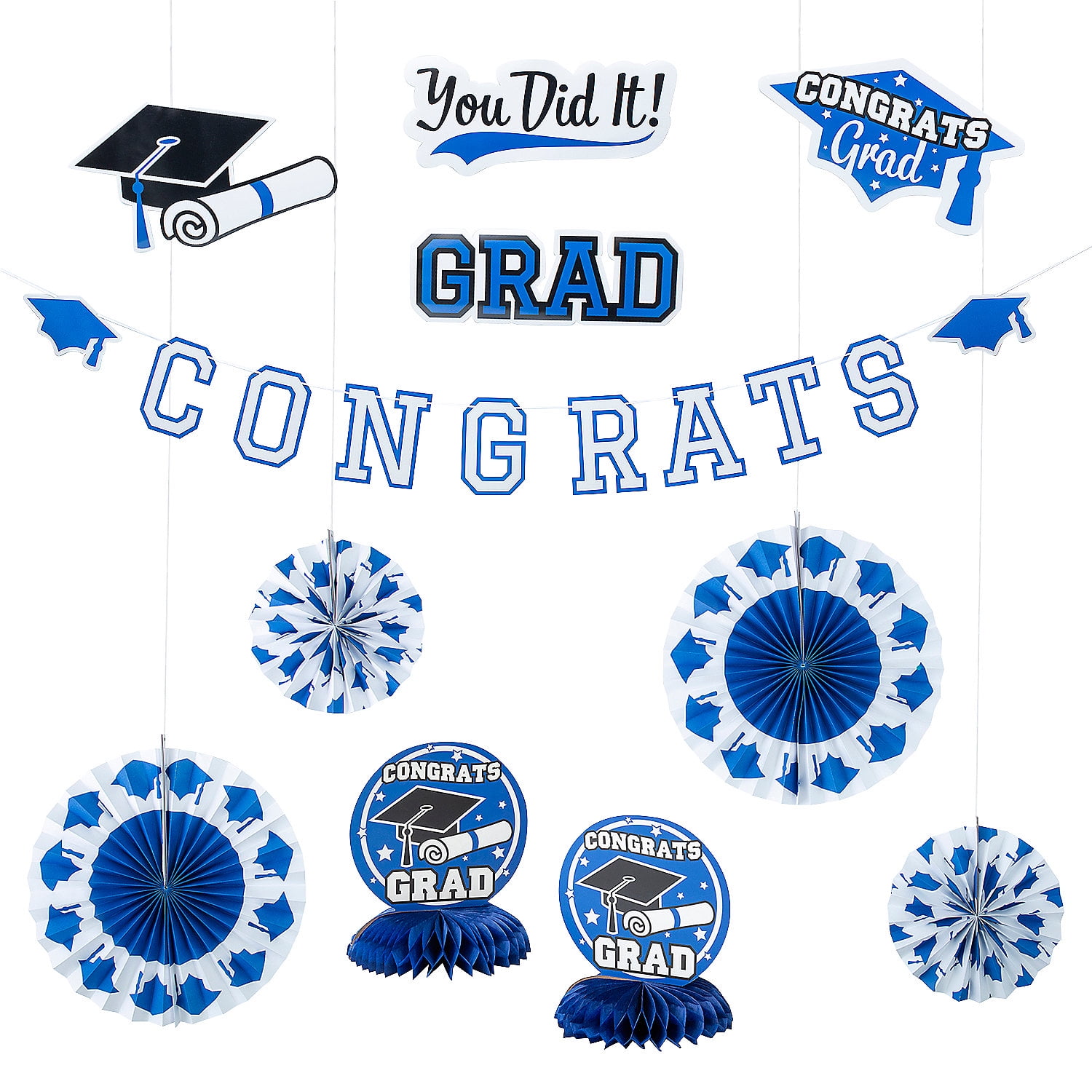 Blue Congrats Grad Graduation Party Room Decorating Kit - 11 Pieces ...